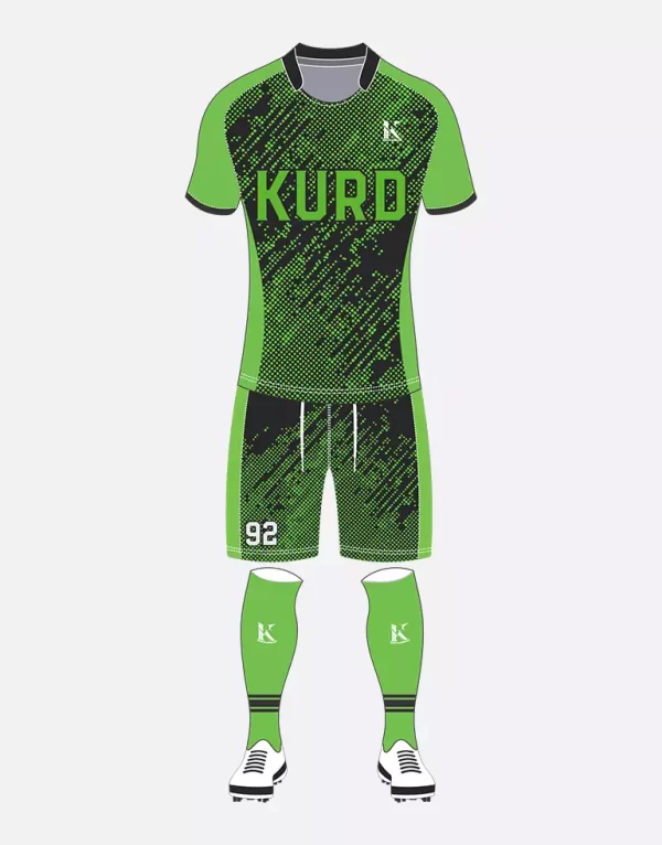 Sublimated Soccer Kit Green With Black Texture Bespoke